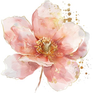 10 Abstract Flowers Clipart, Commersial Use, Pink Gold Flower, Flowers ...