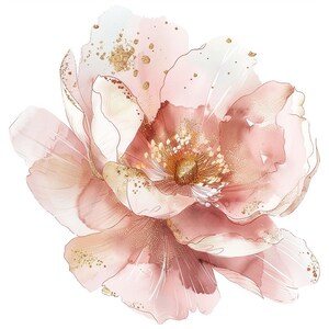 10 Abstract Flowers Clipart, Commersial Use, Pink Gold Flower, Flowers ...