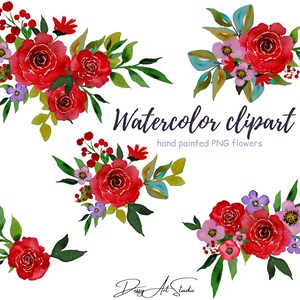 Watercolor Summer Flowers Clipart, Leaves Branches Aquarelle Digital ...