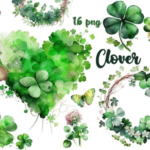 Watercolor Clover Clipart, Floral Shamrock Wreaths, Watercolor Spring ...