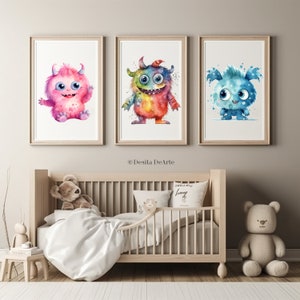 Watercolor Cute Monsters Clipart Bundle, Nursery Decor, Watercolor ...
