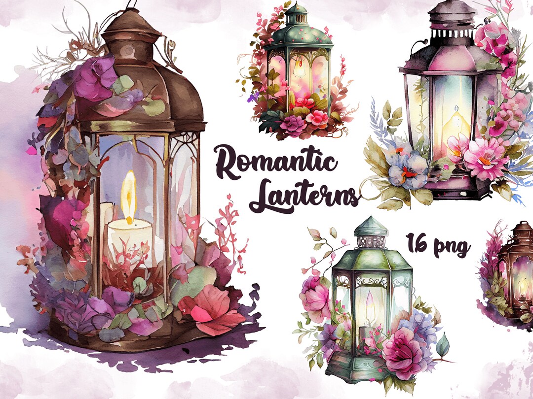 Watercolor Romantic Lanterns Clip Art, Watercolor Lanterns Clipart ...