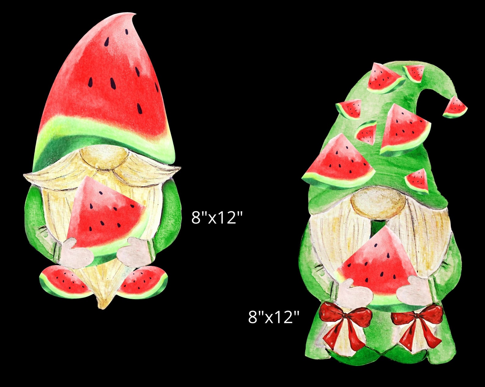 Watercolor Gnomes Clipart Watermelon Gnomes Summer Clipart - Etsy