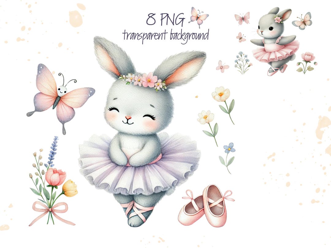 Cute Bunny Clipart, PNG Nursery Clipart, Cute Bunny, Baby Girl - Etsy
