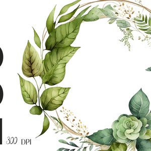 Watercolor Botanical Wreaths Clipart, Wreaths, Wedding, Instant ...