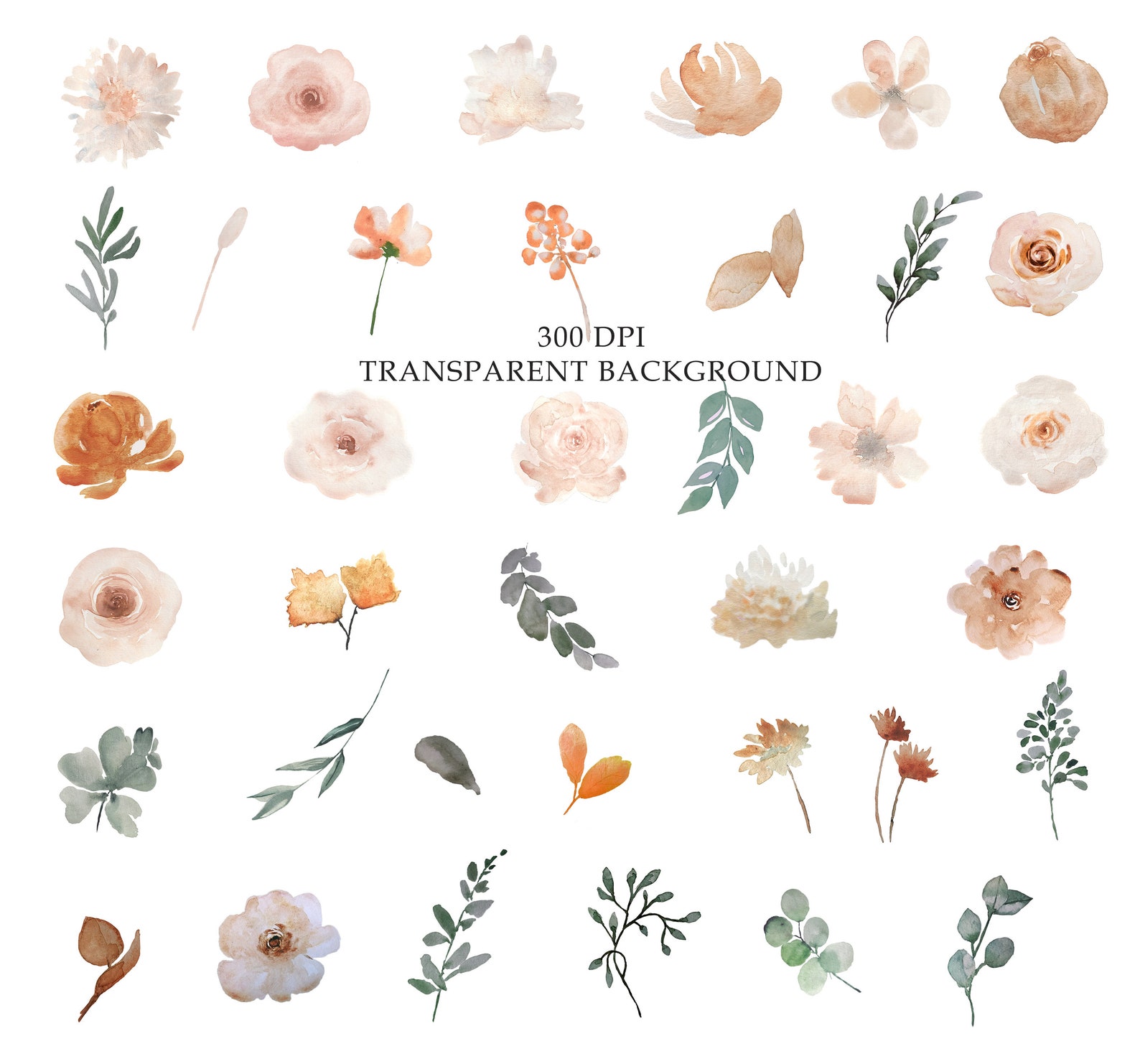 Watercolor Boho Flowers Clipart Hand Painted Watercolor - Etsy