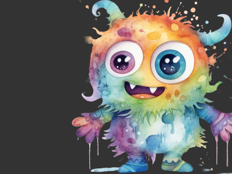 Watercolor Cute Monsters Clipart Bundle, Nursery Decor, Watercolor ...