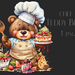 Chef Teddy Bear Clipart, Nursery Decor, Nursery Clipart, Cute Teddy ...