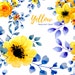 Watercolor Floral Clipart, Digital Download Watercolor Summer, Yellow ...