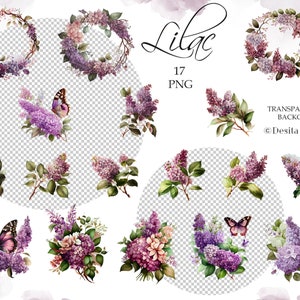 Watercolor Lilac Clipart Png, Lilac Clip Art, Wedding, Bouquets ...