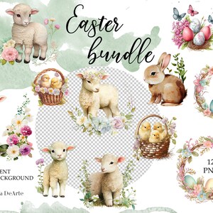 Easter Bundle Clipart, Floral Spring Clipart Watercolor Easter, Instant ...