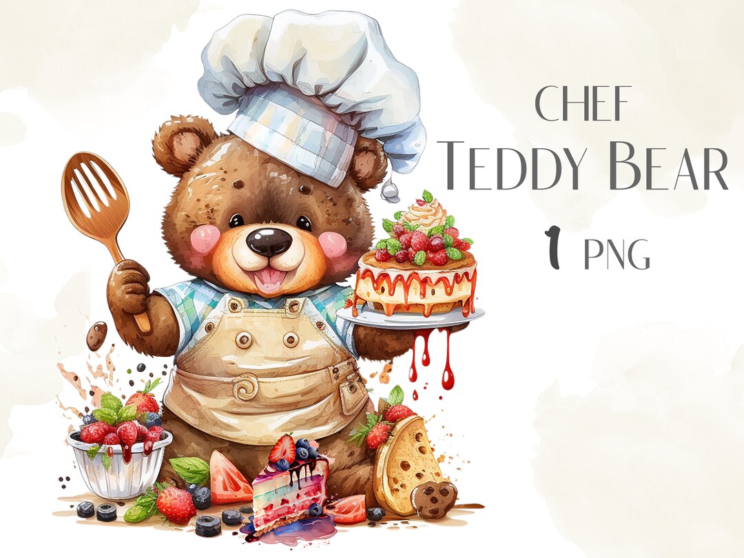 Chef Teddy Bear Clipart, Nursery Decor, Nursery Clipart, Cute Teddy ...