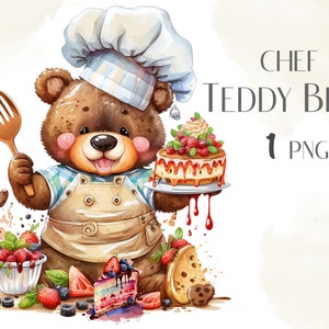 Chef Teddy Bear Clipart, Nursery Decor, Nursery Clipart, Cute Teddy ...