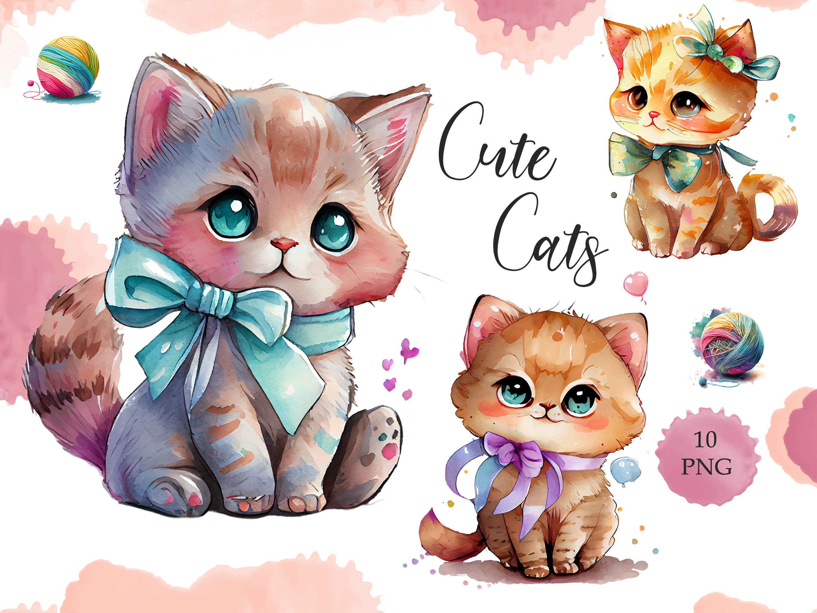 Cute Cats Clipart Cats Clipart Nursery Decor Teddy Cute - Etsy