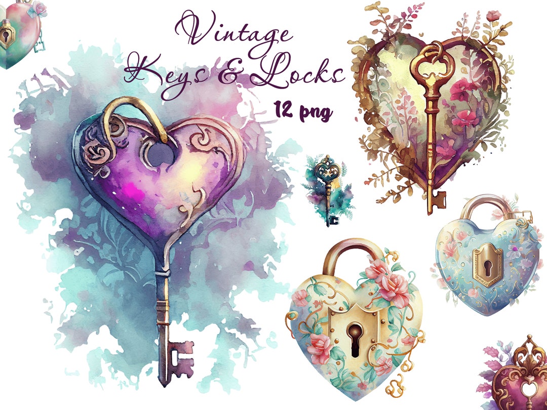 Keys and Locks Clipart, Vintage Clipart, Retro Clip Art, Old Keys ...