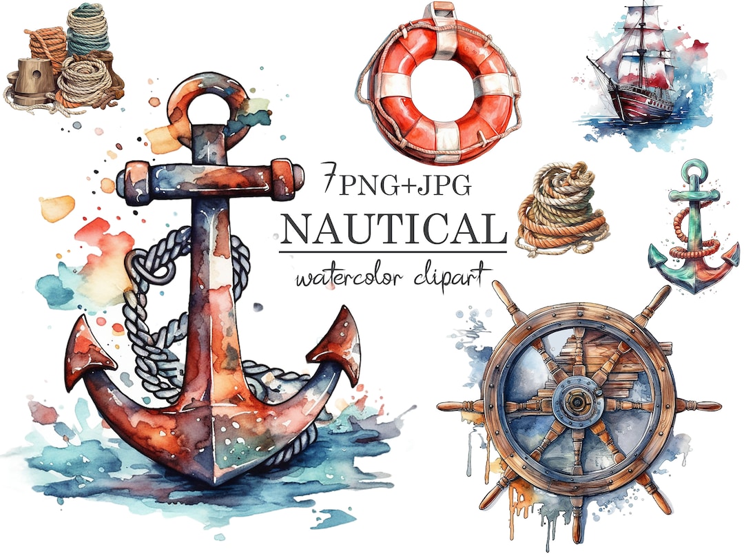 Nautical Watercolor Clipart, Sea Illustration PNG, Watercolor Clipart ...