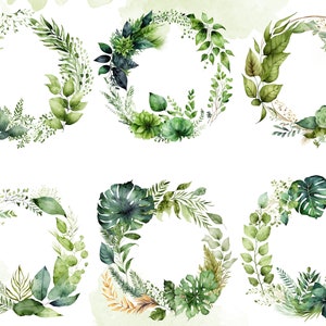 Watercolor Botanical Wreaths Clipart, Wreaths, Wedding, Instant ...