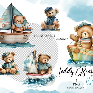 Teddy Bear Sailor Clipart, Baby Shower, Nursery Art, Sailor Bear ...