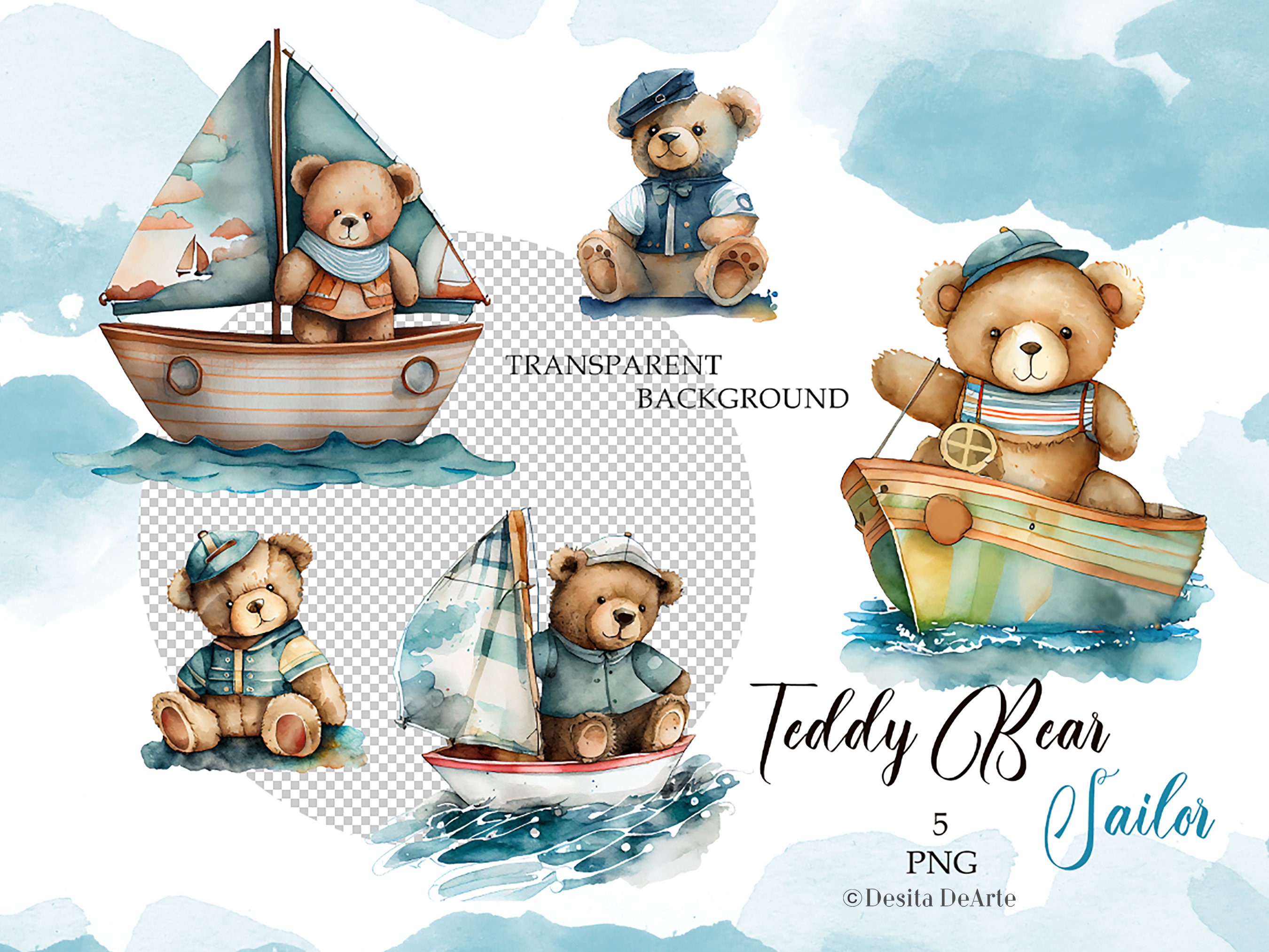 Teddy Bear Sailor Clipart Baby Shower Nursery Art Sailor - Etsy Australia