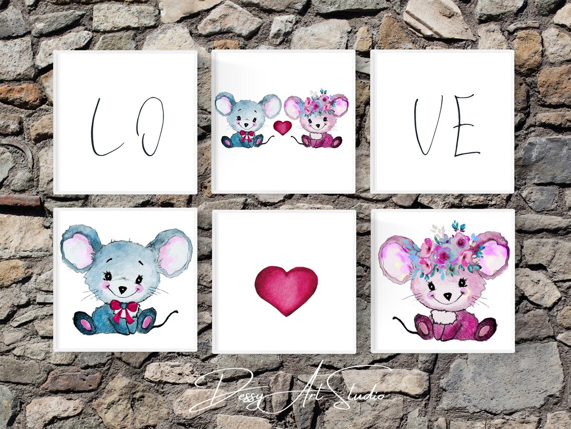 Watercolor Mouse Clip Art Watercolor Picture for - Etsy