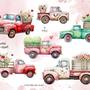 Valentine's Day Watercolor Clipart, Trucks Png, Valentine Clip Art ...