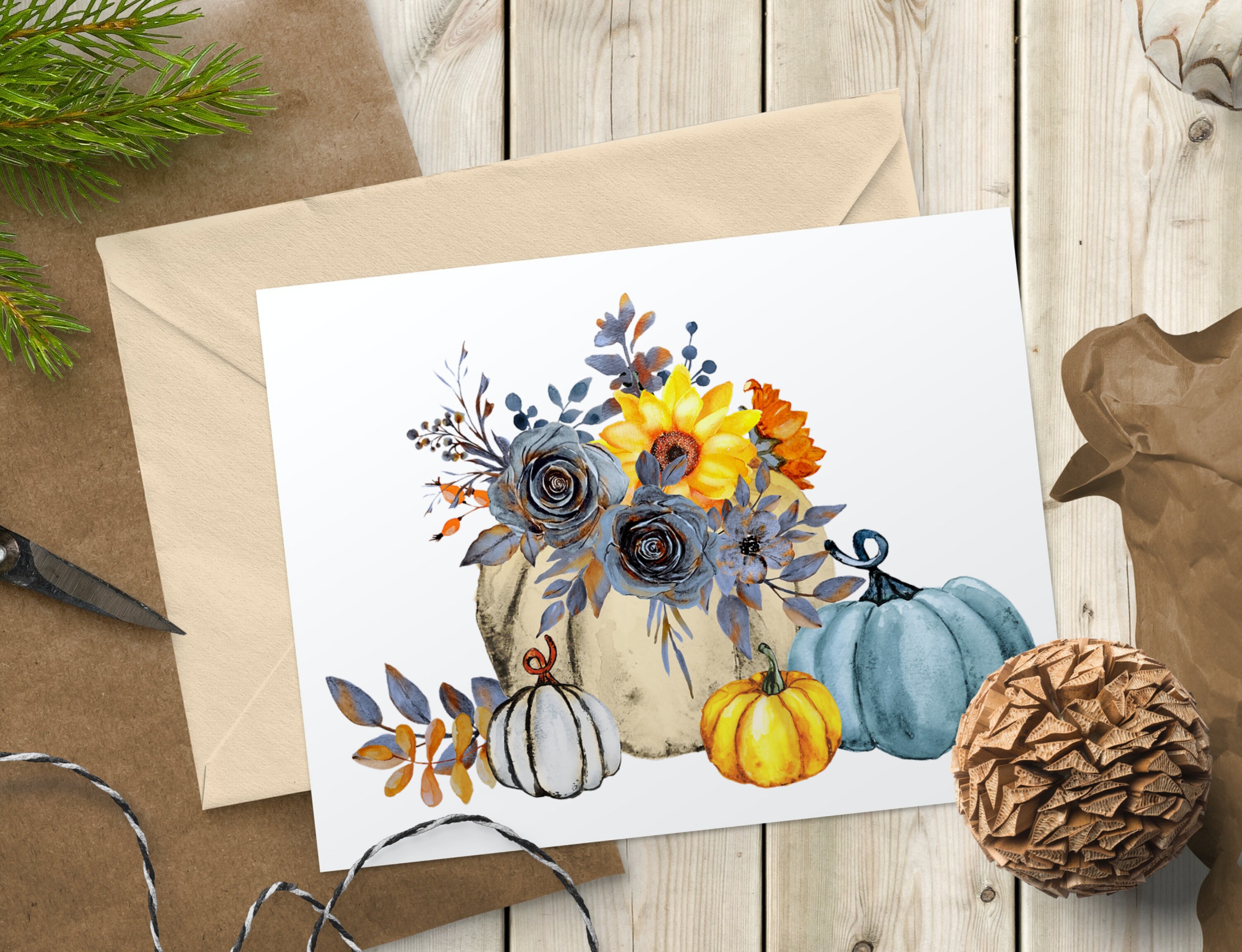 Autumn Clipart for Thanksgiving Watercolor Bouquet of Flowers - Etsy