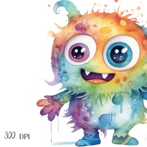 Watercolor Cute Monsters Clipart Bundle, Nursery Decor, Watercolor ...