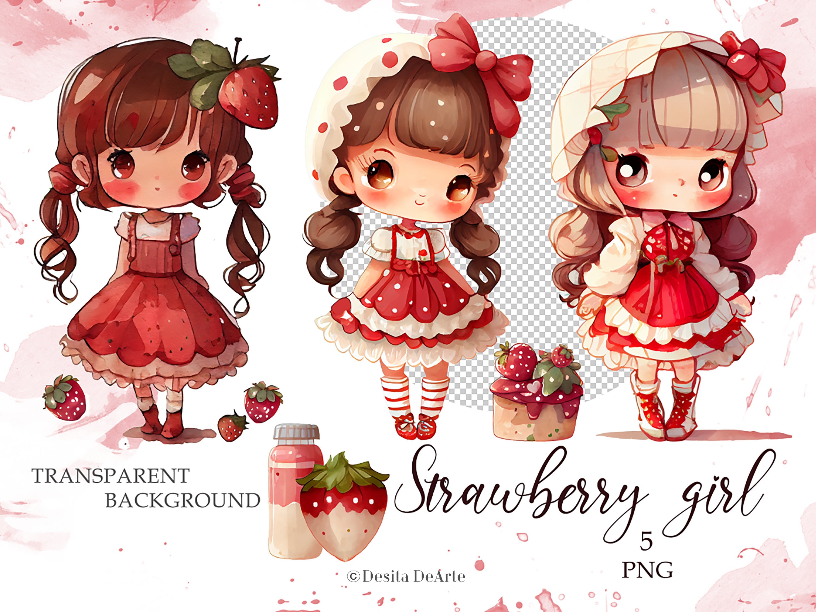 Strawberry Clipart, Strawberry Girl Clipart, Strawberry Girls Clip Art ...