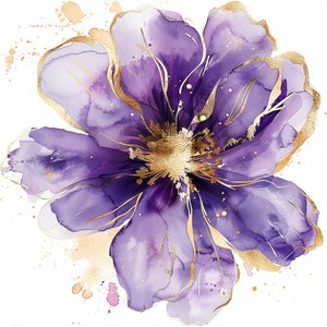 11 Abstract Flowers Clipart, Purple Gold Flower, Flowers PNG ...