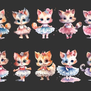 Watercolor Kittens in Tutus Clipart, Kittens PNG, Nursery Clipart ...
