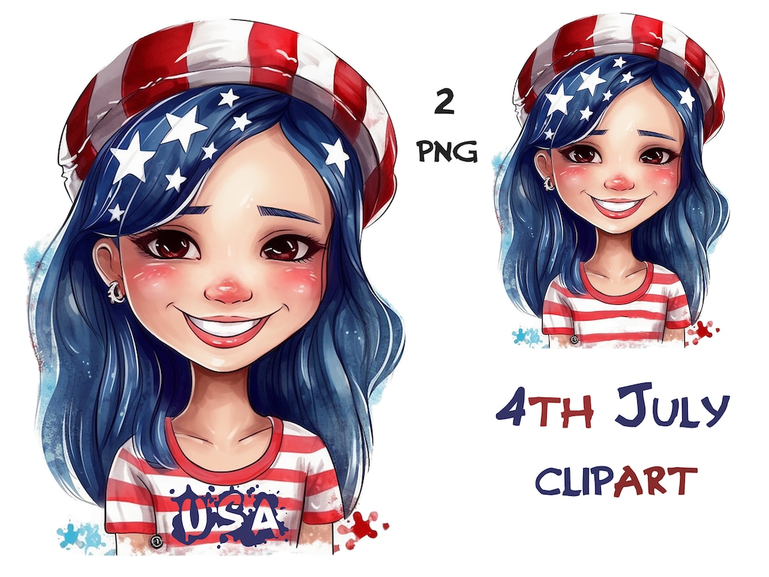Patriotic Girl, 4th of July Clipart, USA Independence Day, Patriotic ...