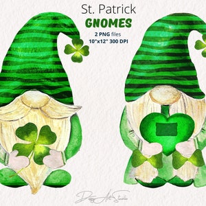 Watercolor Clipart, St. Patrick's Green Gnomes Clipart PNG, Package St ...
