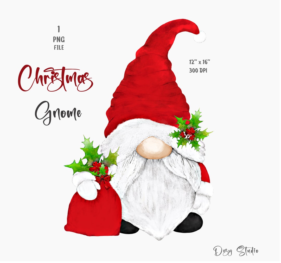 Watercolor Christmas Gnome Clipart Nordic Scandinavian Etsy