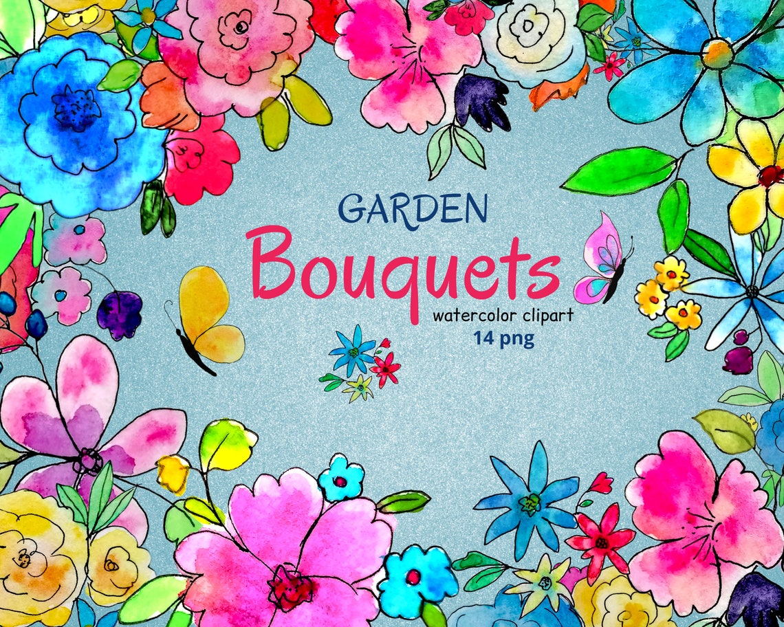 Watercolor Flowers Bouquets / Hand-painted Illustrations - Etsy