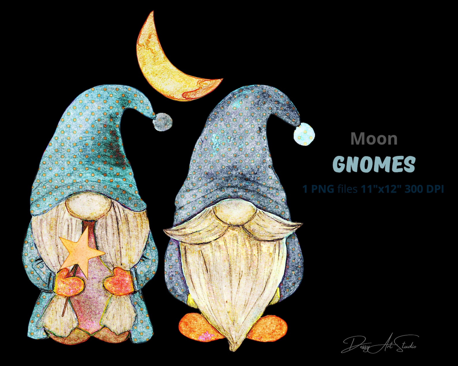 Gnomes Clipart Moon Gnomes Png Sweet Gnomes Graphic Design | Etsy