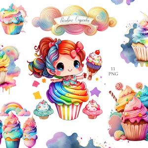 Rainbow Cupcake Clipart, Sweets Clipart, Instan Download, PNG - Etsy