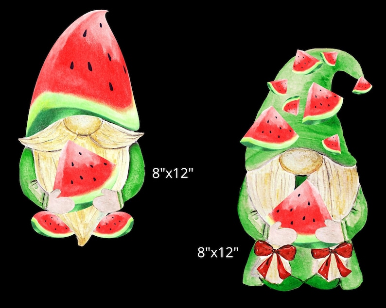 Watercolor Gnomes Clipart, Watermelon Gnomes, Summer Clipart, Hand ...