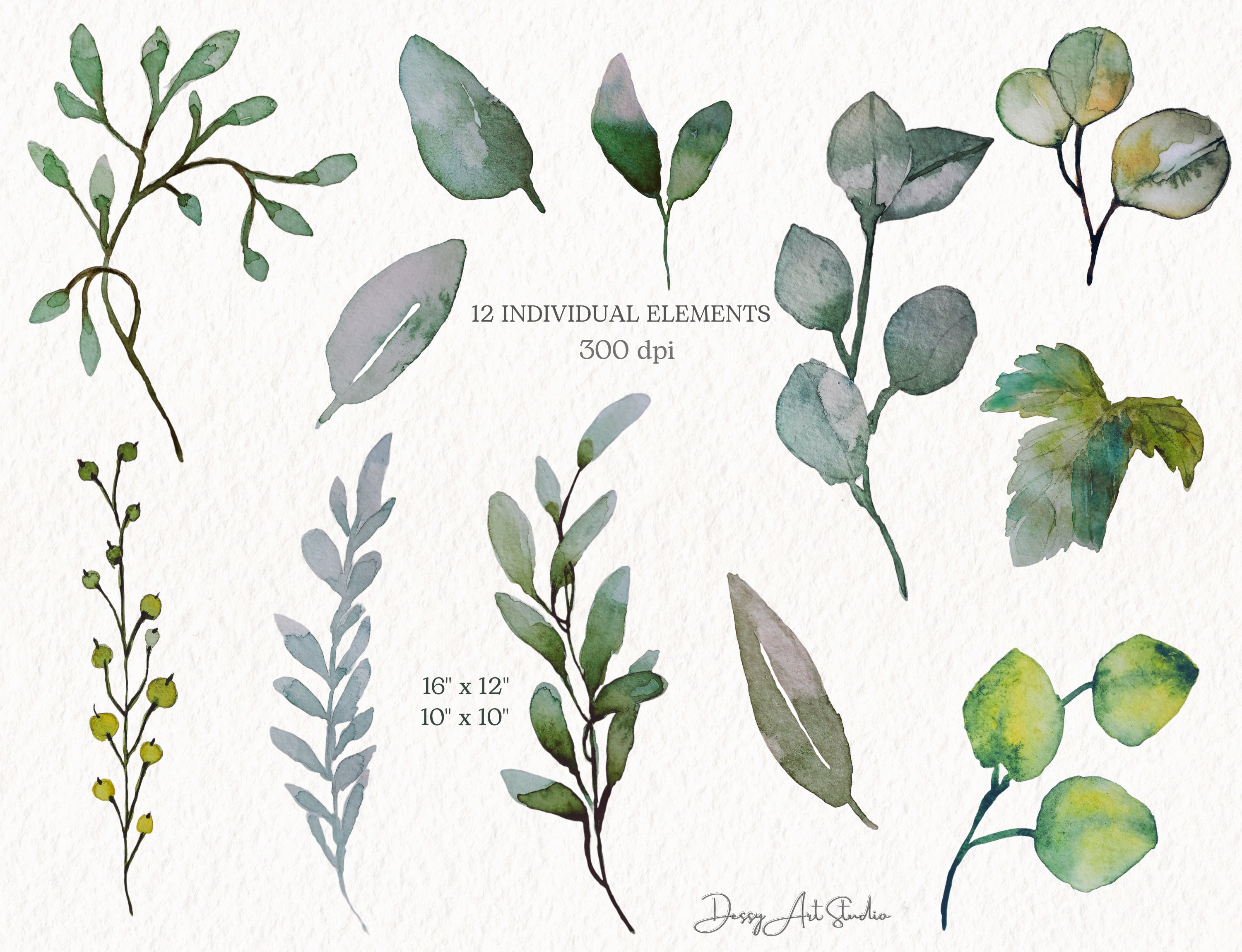 Watercolor of Clipart Green Leaves, PNG - Etsy