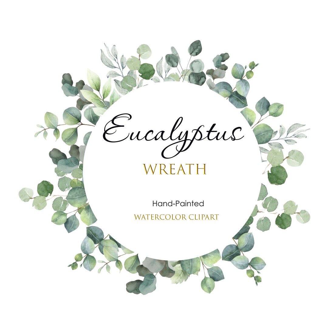 Watercolor Eucalyptus Wreath Frame, Wedding Invitations, Frame, PNG ...