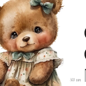 Cute Bears Clipart, Nursery Decor, Nursery Png, Instant Download, PNG ...
