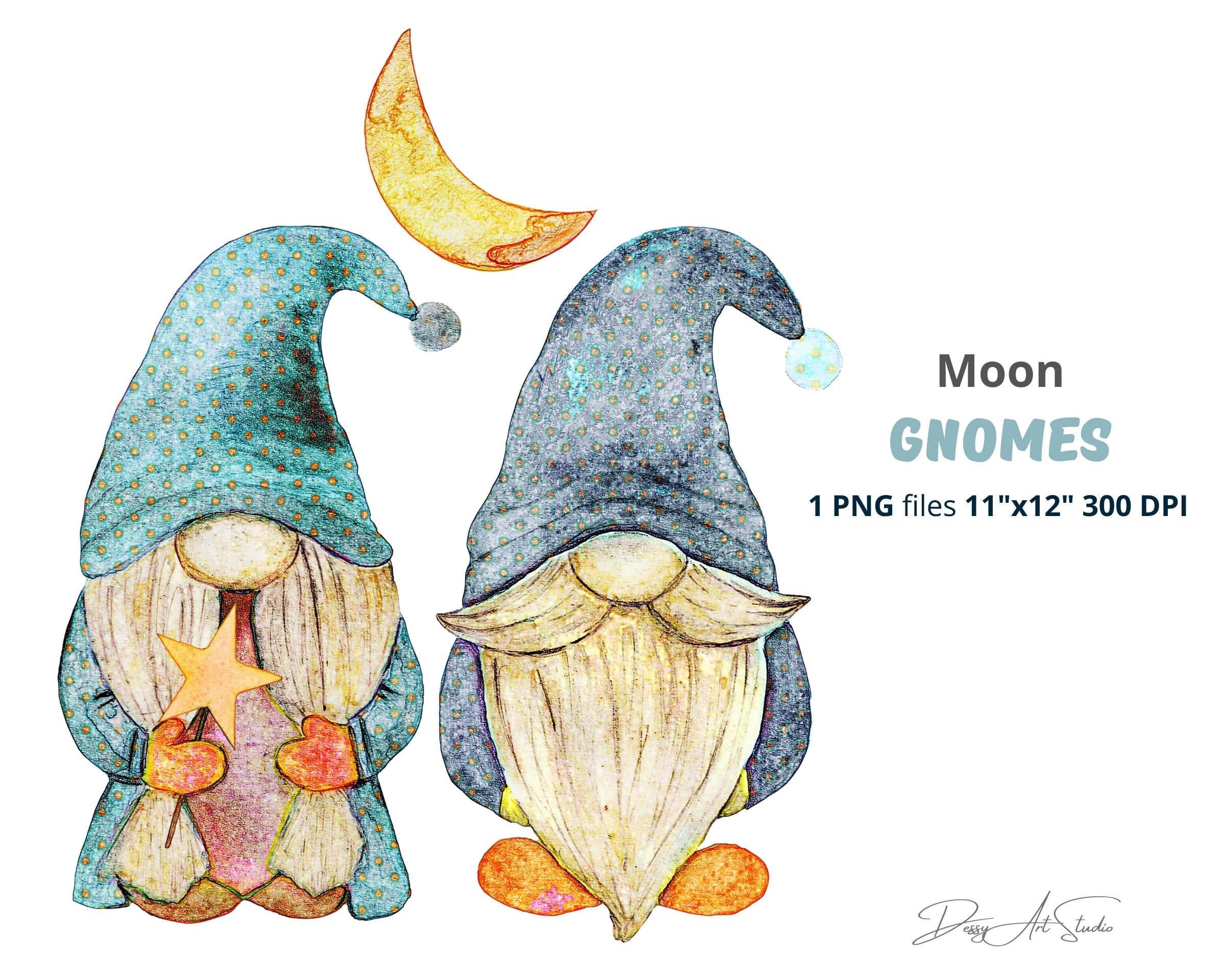 Gnomes Clipart Moon Gnomes Png Sweet Gnomes Graphic Design | Etsy