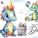 Birthday Dino Clipart, Dinosaur Clipart, Cute Dino Clipart, Watercolor ...