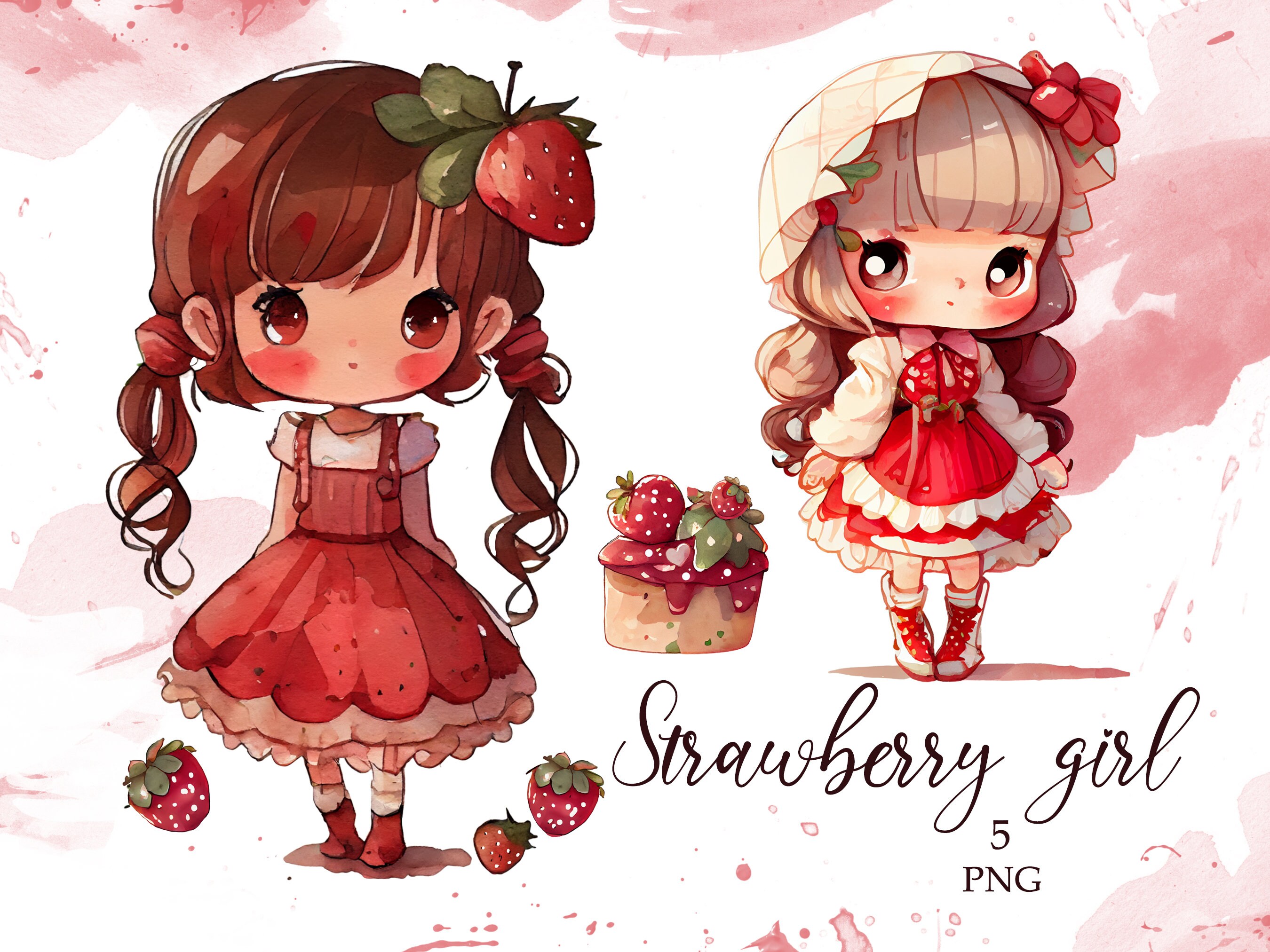 Strawberry Clipart Strawberry Girl Clipart Strawberry Girls - Etsy
