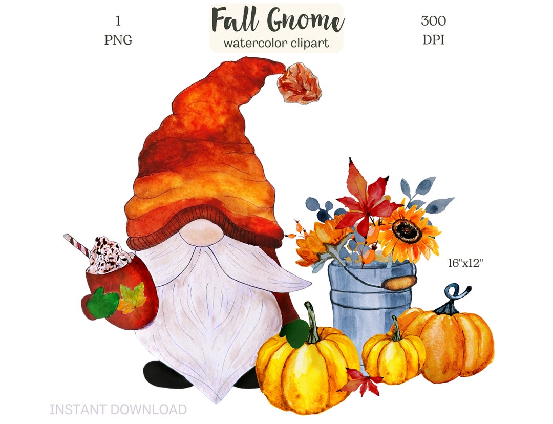 Fall Gnome Clipart, Thanksgiving, Fall Clipart, PNG - Etsy