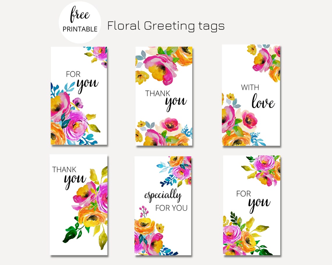 Floral Greeting Tags Free Printable Gift Tags Print Labels - Etsy