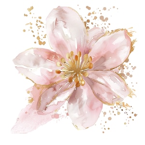 10 Abstract Flowers Clipart, Commersial Use, Pink Gold Flower, Flowers ...