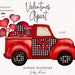 Valentines Watercolor Clipart, Red Truck, Hearts, Love Clipart, Instant ...