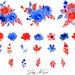 Watercolor Flowers, Floral Clipart, Color Clipart Red and Blue Download ...