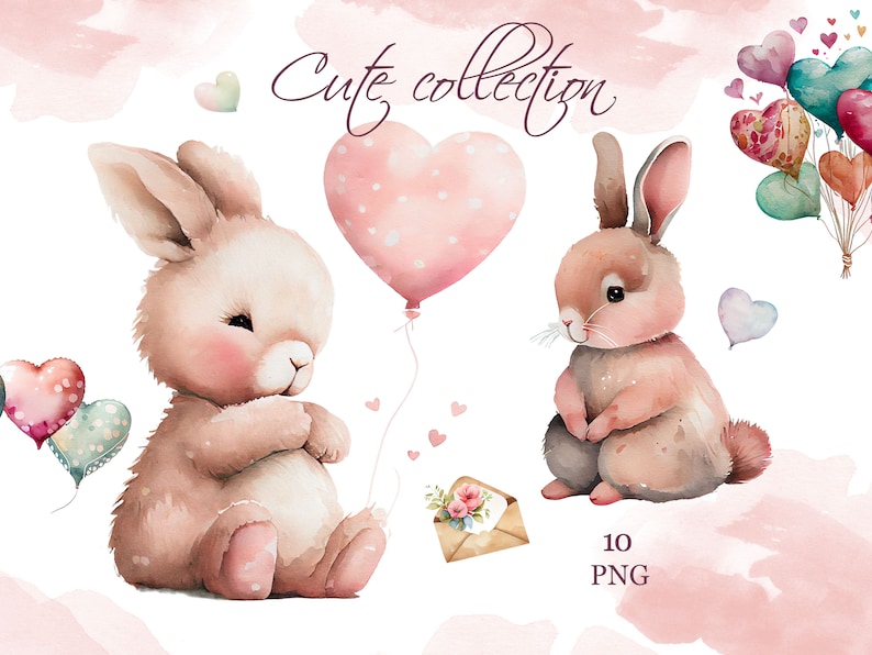 Bunny Watercolor PNG Clipart Teddy Cute Clipart Baby Animal - Etsy