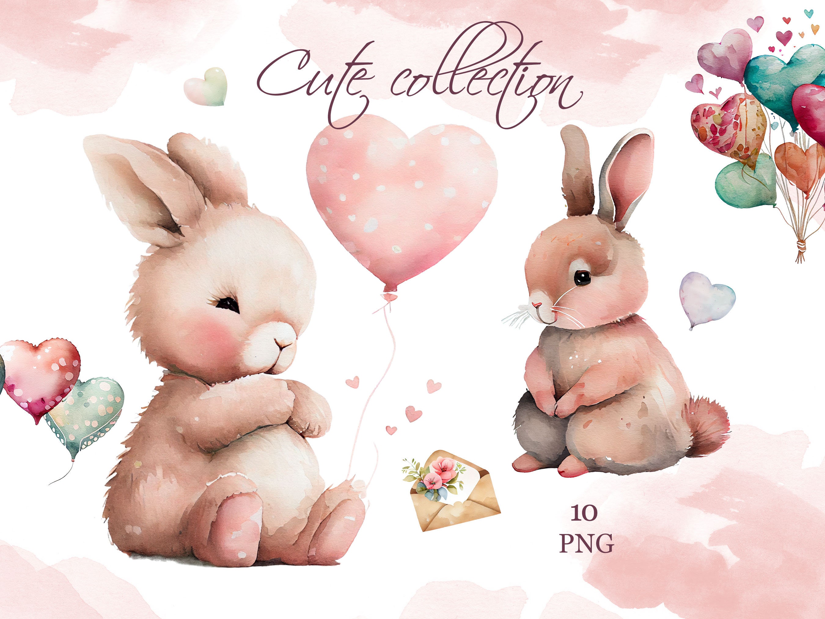 Bunny Watercolor PNG Clipart Teddy Cute Clipart Baby Animal - Etsy UK